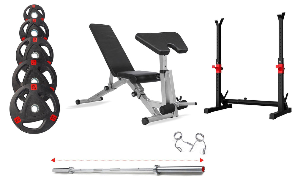 Olympic Weight Plates Barbell Squat Rack Bench Sets | Strongway Gym ...