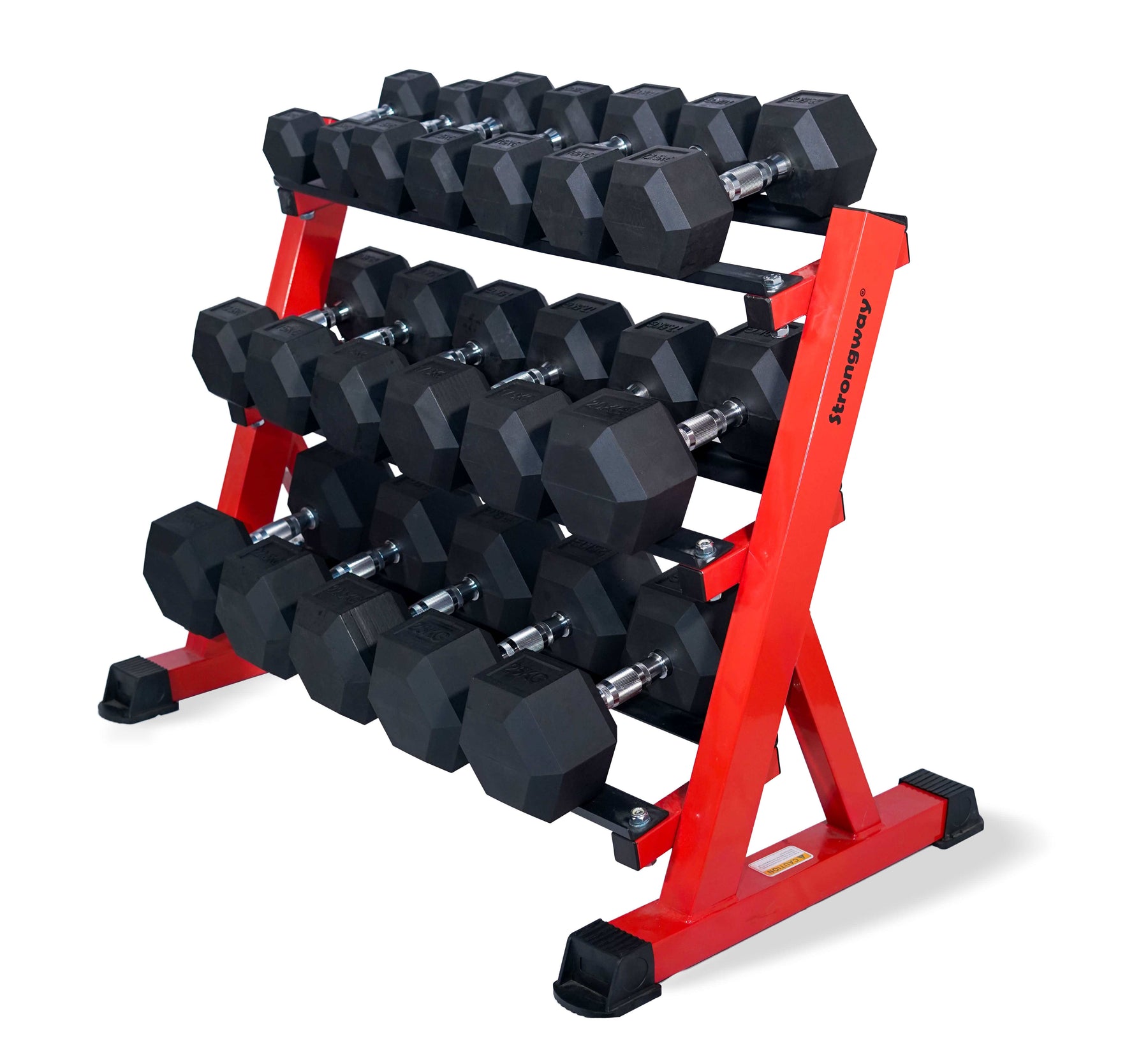 Strongway Complete Hex Dumbbells Set with 3 Tier Storage Rack ...