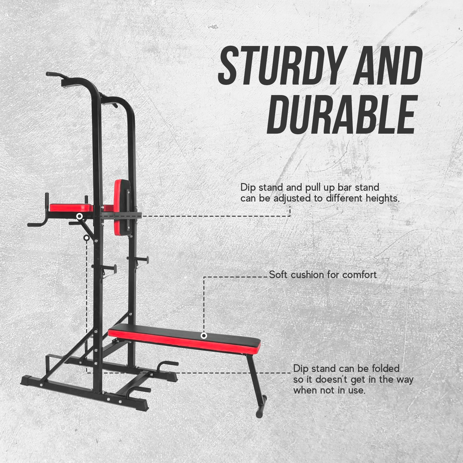 Multi-Gym Power Tower Dip Station with Bench and Pull Up Bar ...