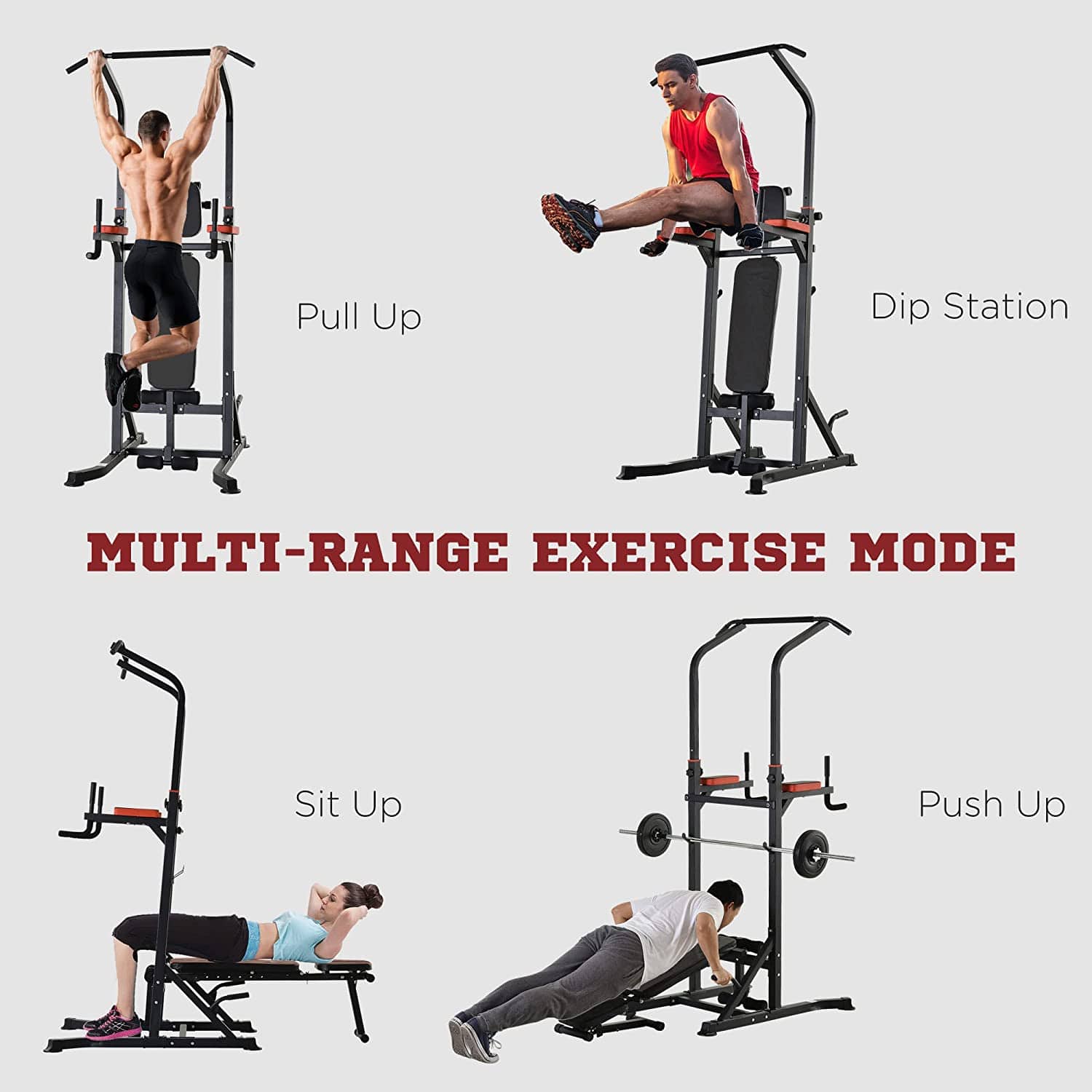 Multi-Gym Power Tower Dip Station with Bench and Pull Up Bar ...