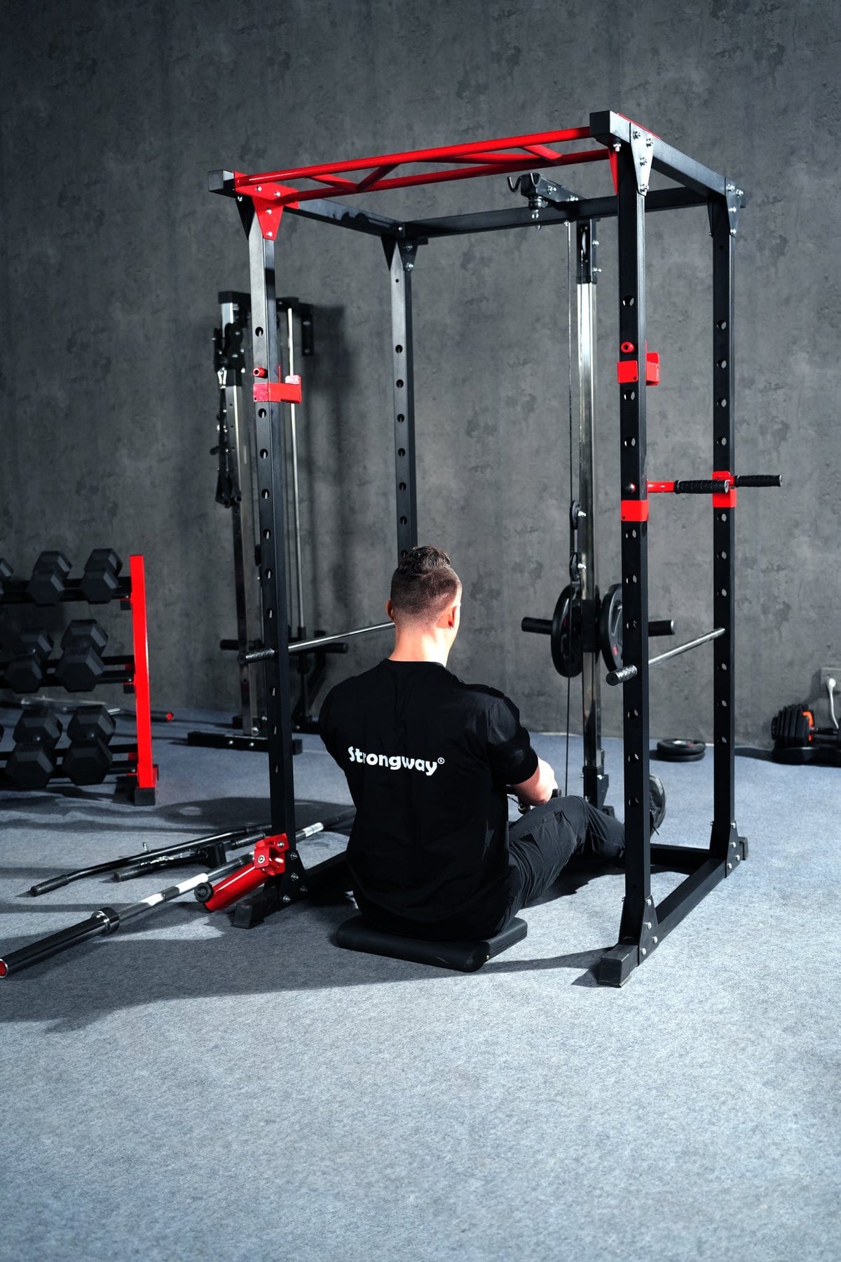 Multi-Gym Squat Rack (Power Cage with Cable Pulley System) | Strongway ...