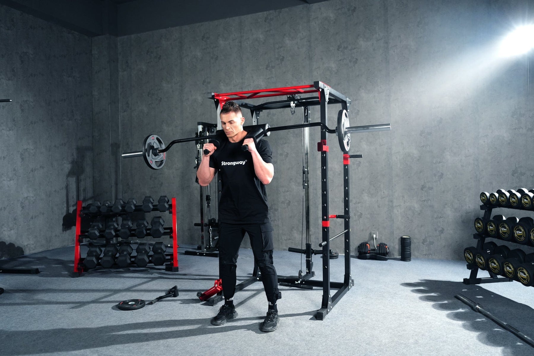 Multi-Gym Squat Rack (Power Cage with Cable Pulley System) | Strongway ...