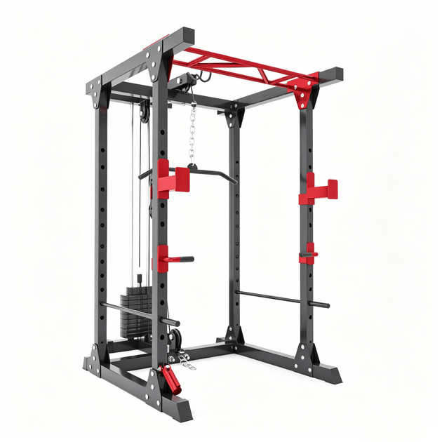 Multi-Gym Squat Rack Power Cage with 72KG Weight Stack Cable Machine