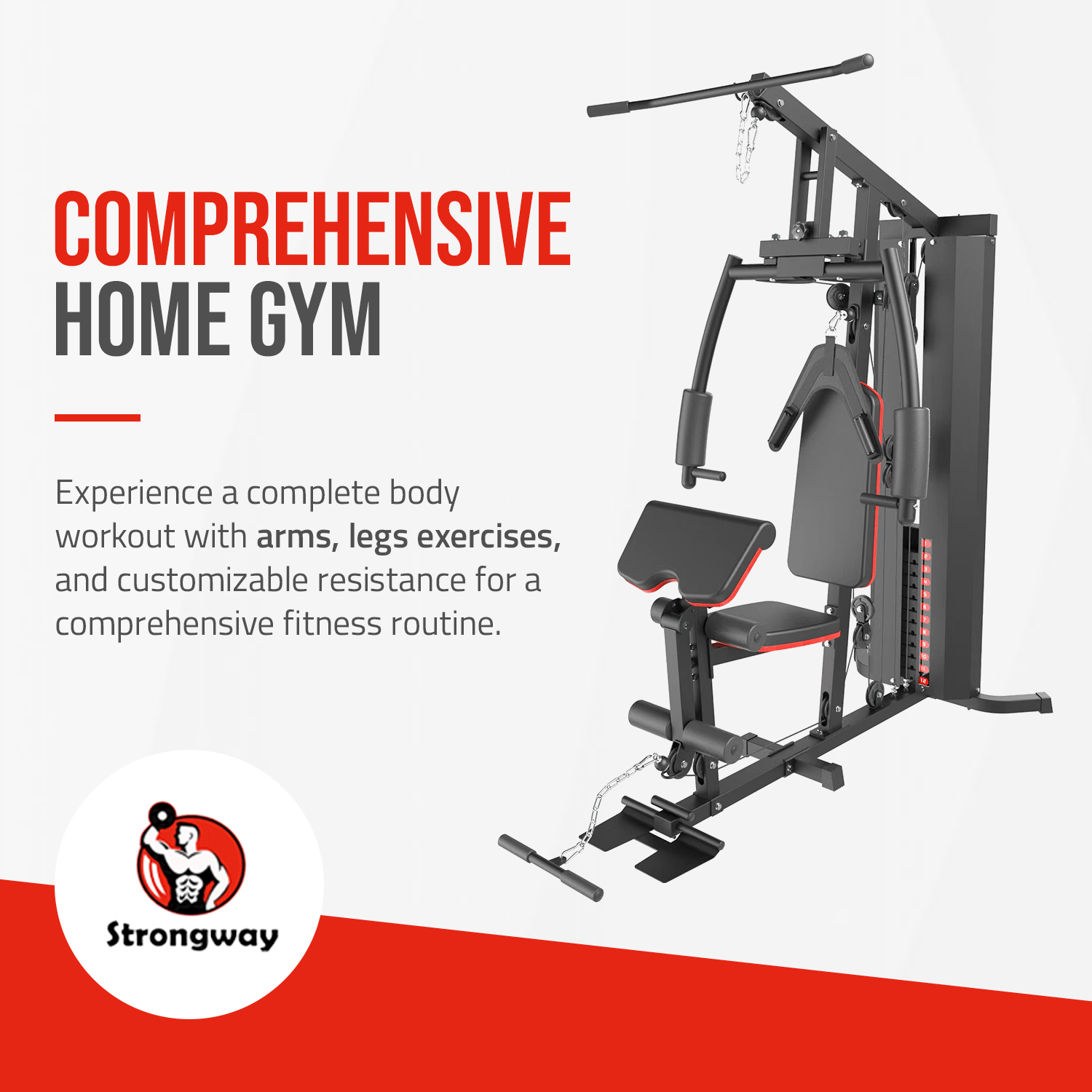 Strongway Multi Gym with Weights - Multifunction Home Gym Machine