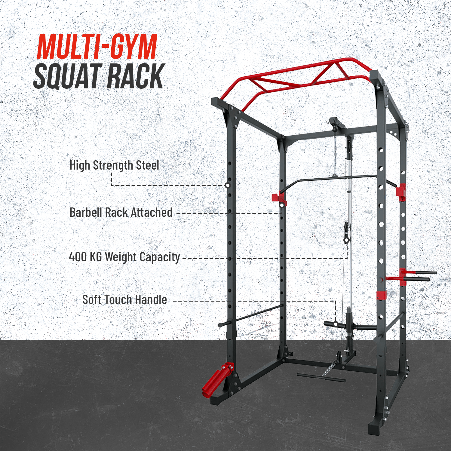 Multi-Gym Squat Rack (Power Cage with Cable Pulley System) | Strongway ...
