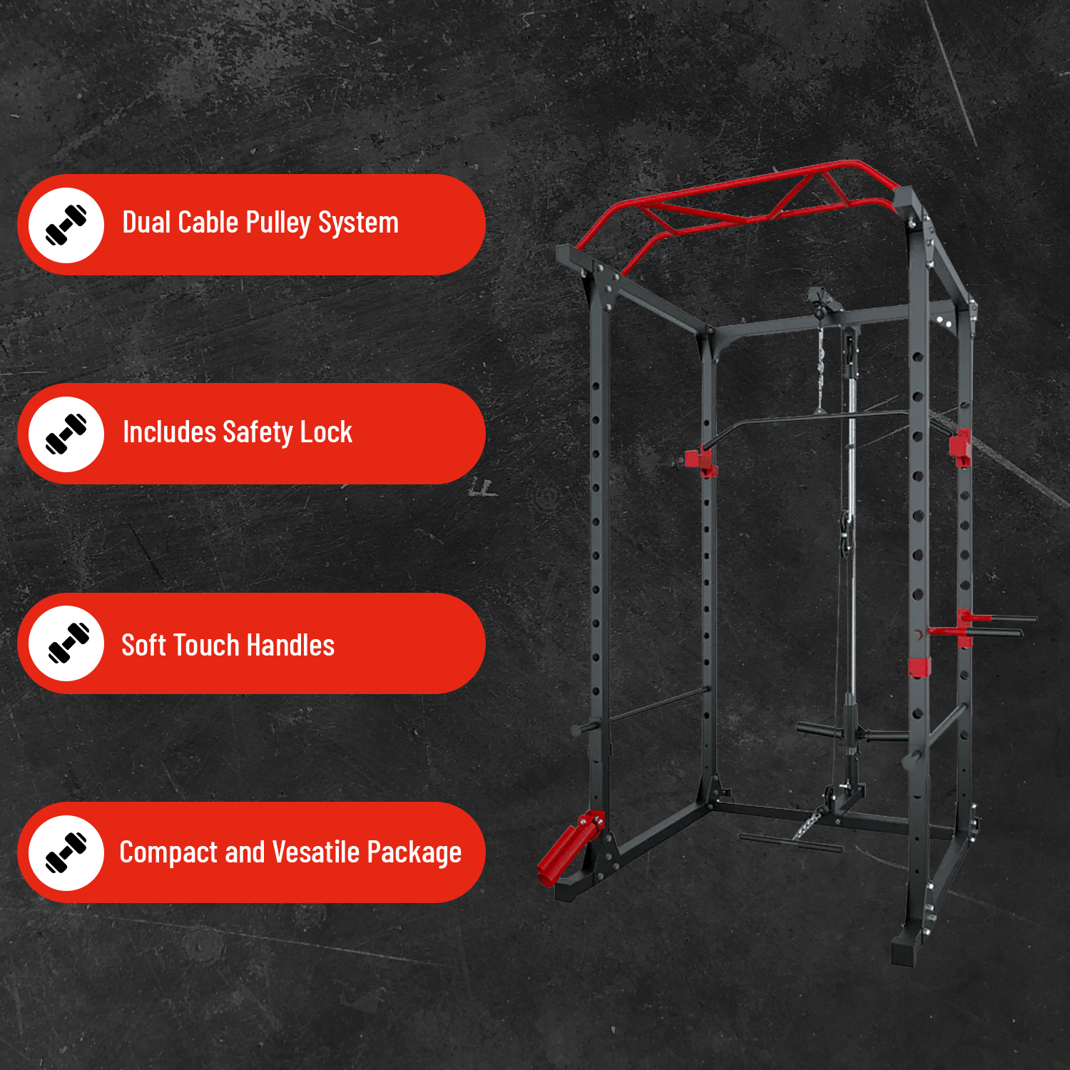 Multi-Gym Squat Rack (Power Cage with Cable Pulley System) | Strongway ...
