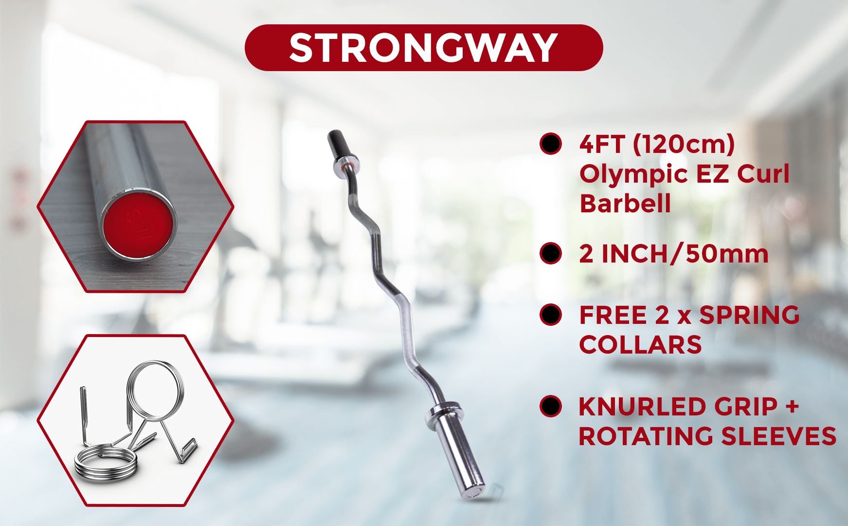 Olympic EZ Curl Bar (2 inches) | Strongway Gym Supplies